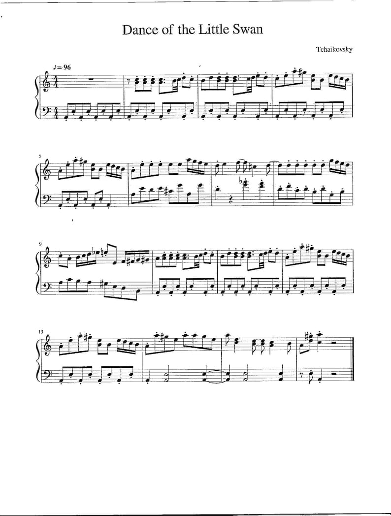Dance of the Little Swan - Digital Printable Main Theme by Tchaikovsky ...