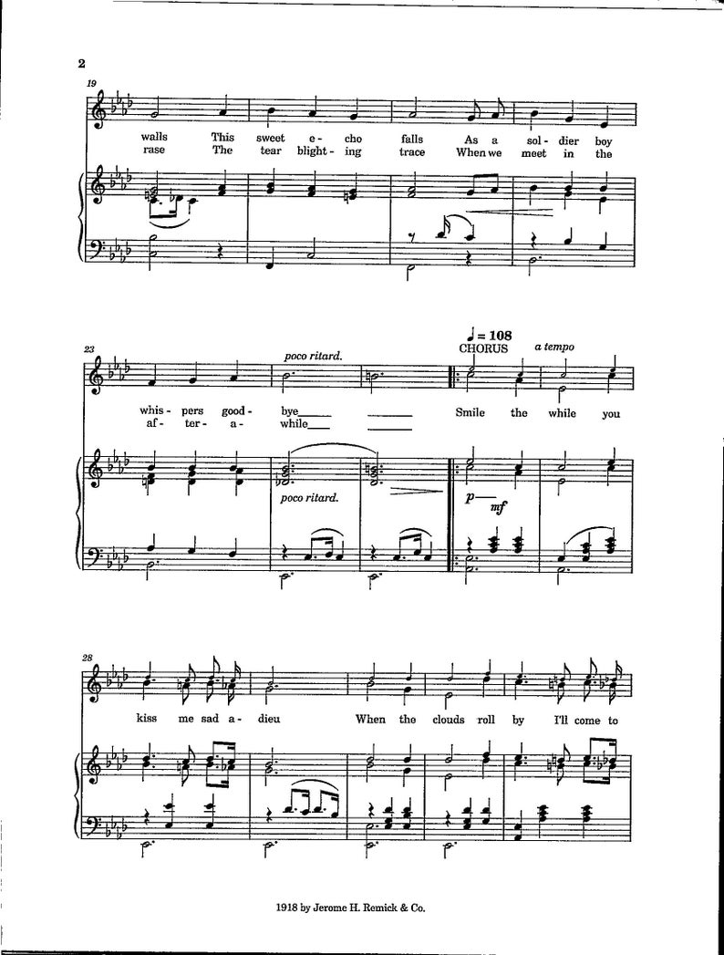 Till We Meet Again - Digital Sheet Music for Piano and Voice - Key of A ...