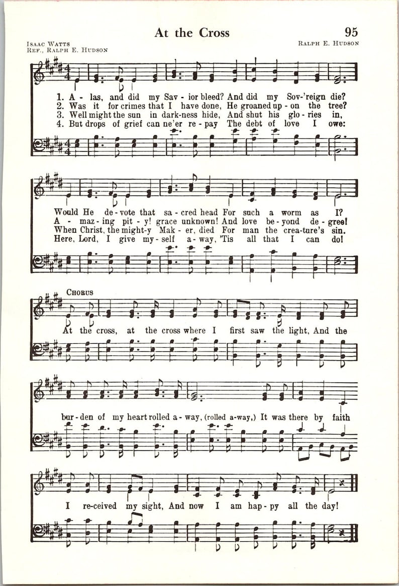 At the Cross - Digital Hymn Sheet Music - Key of E - Etsy