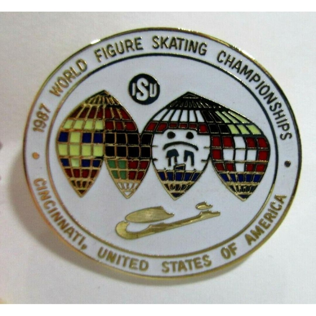 Cincinnati 1987 World Figure Skating Championships Oval Souvenir Brooch ...