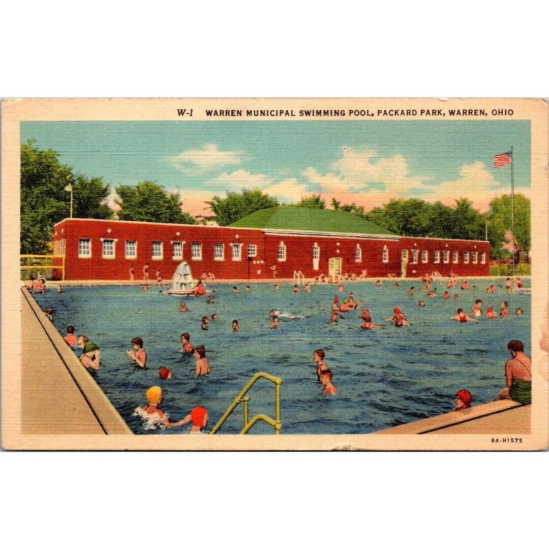 Postcard - Warren Municipal Swimming Pool, Packard Park, Warren, Ohio ...