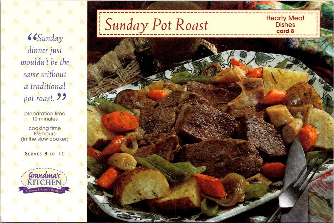 Recipe Card - Sunday Pot Roast - Printable Download - Etsy