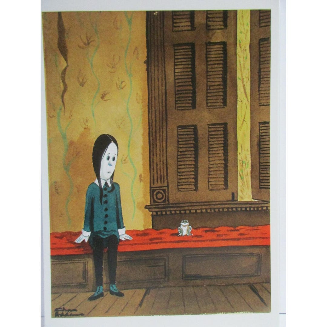Chas Addams Card Art Print WEDNESDAY TOAD 1981 (see Photos ...
