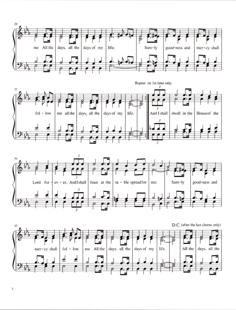 Surely Goodness and Mercy by Peterson Sheet Music - Digital Hymn Tune ...