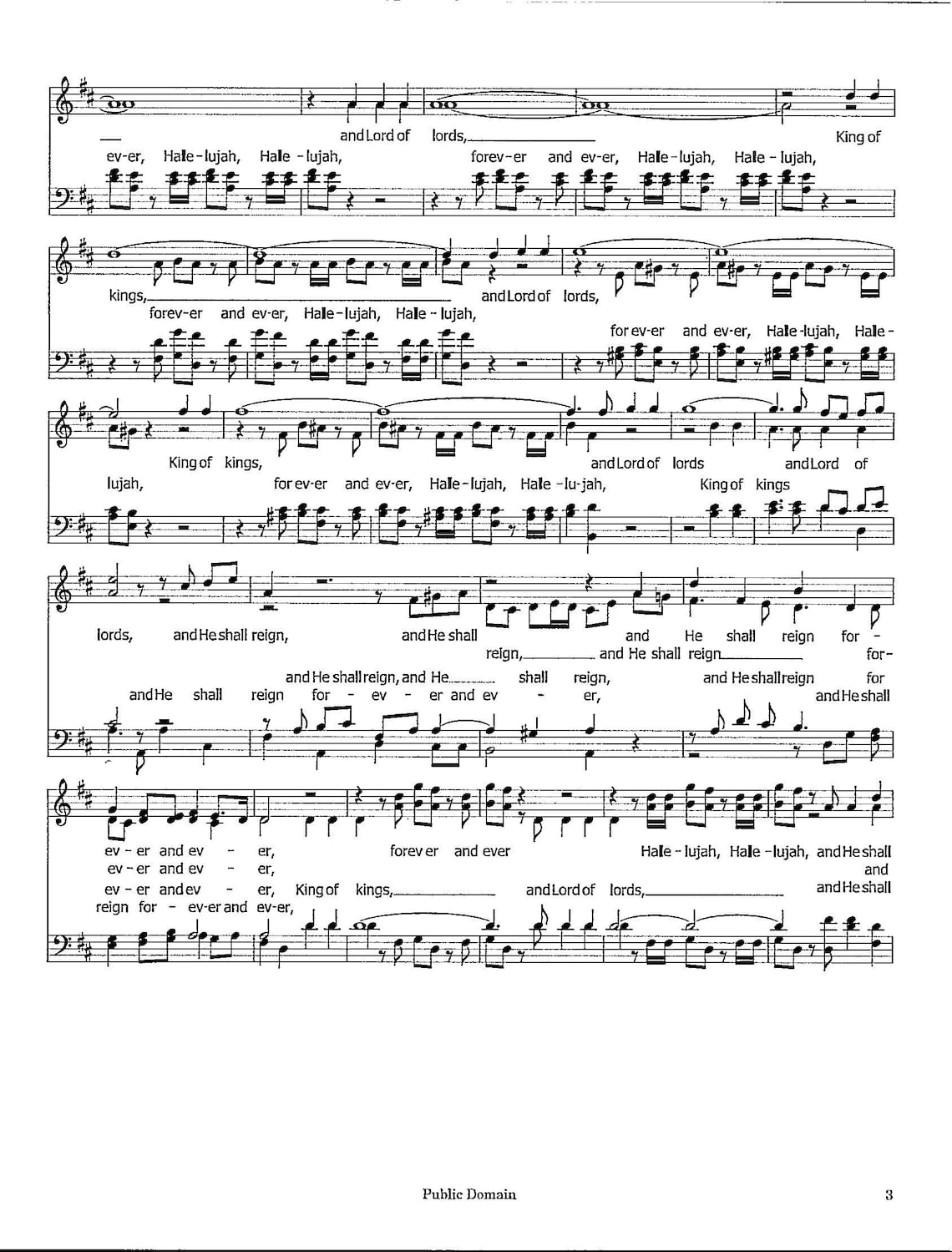Hallelujah Chorus by Handel - Digital Printable Hymn Tune SATB - Key of ...