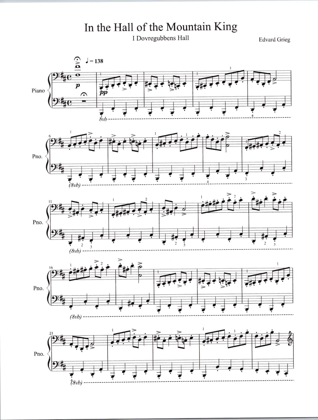 In the Hall of the Mountain King by Edvard Grieg Piano Solo - Digital ...