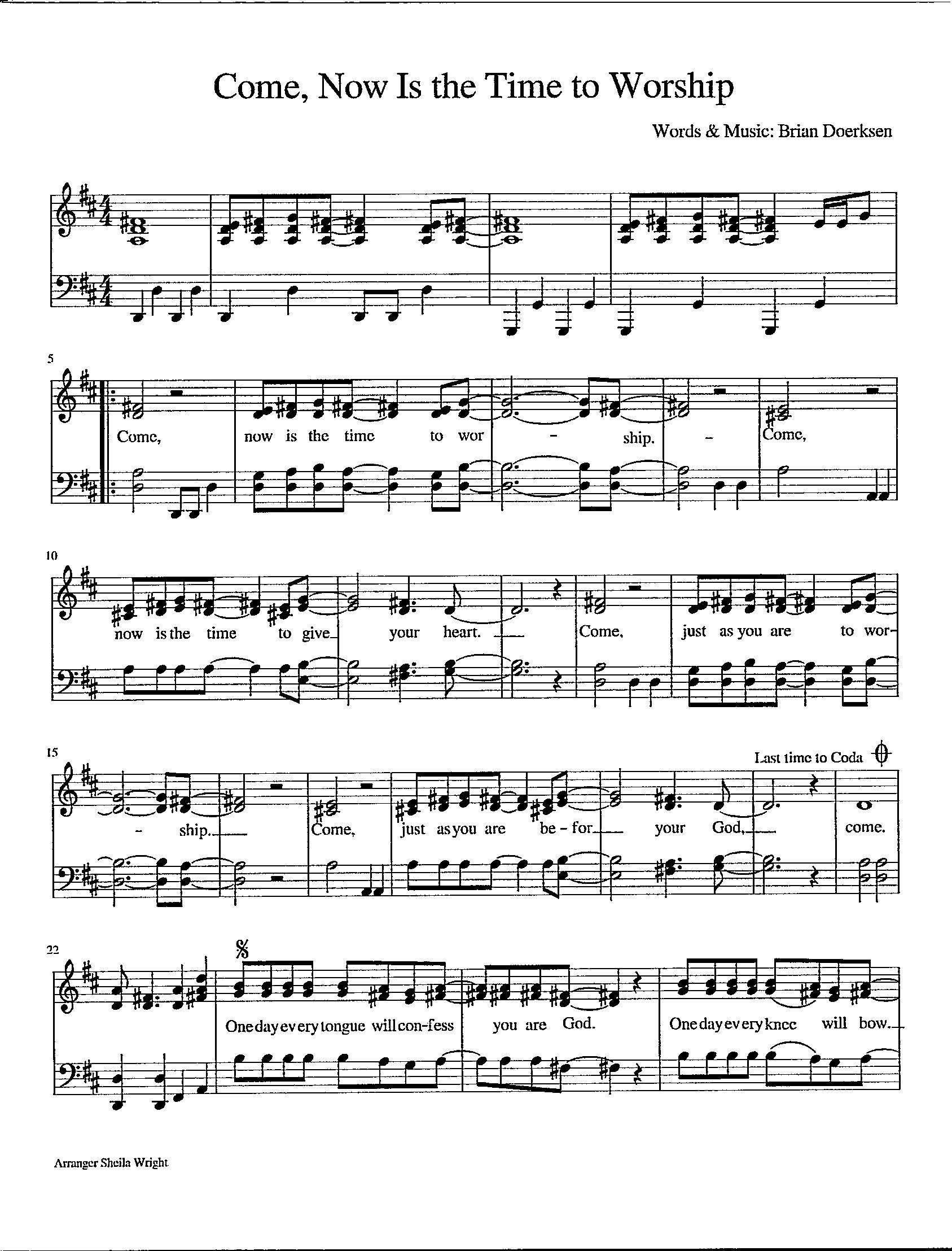 Come, Now is the Time to Worship - Digital Download Hymn Tune - Key of ...