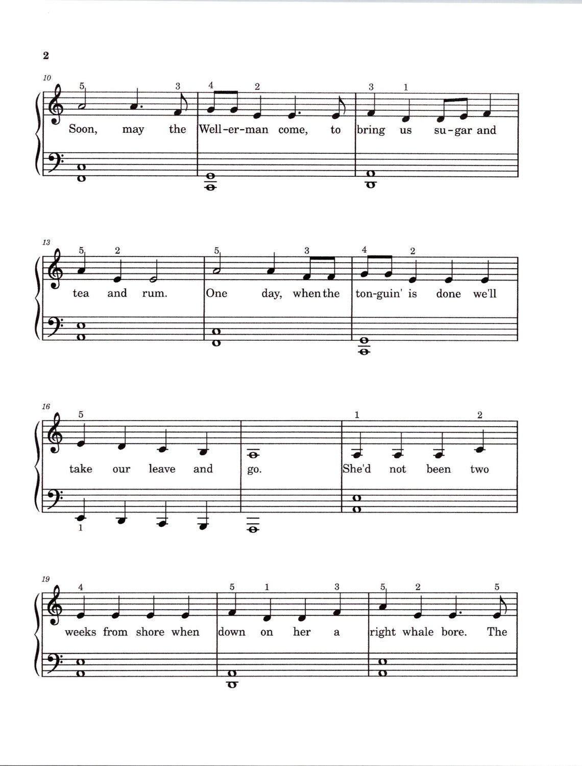 Wellerman (sea Shanty) - Digital Easy Piano and Vocal Arrangement Key ...