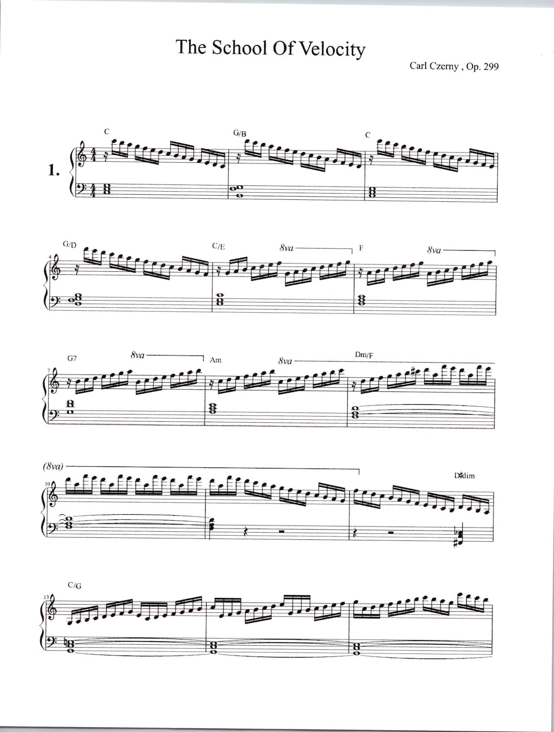 Czerny - the School of Velocity Op. 299 - Digital Piano Exercise Sheet ...