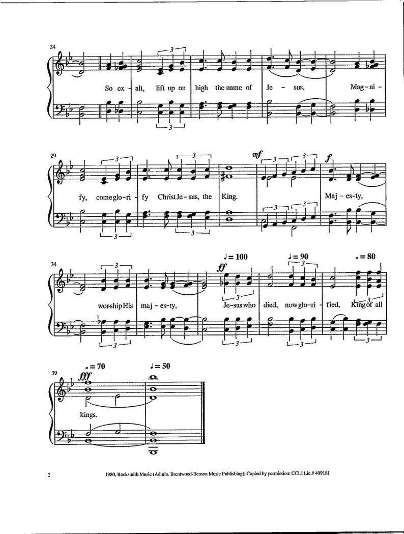 Majesty - Digital Hymn Tune for Piano and Voice - Key of B Flat - Etsy
