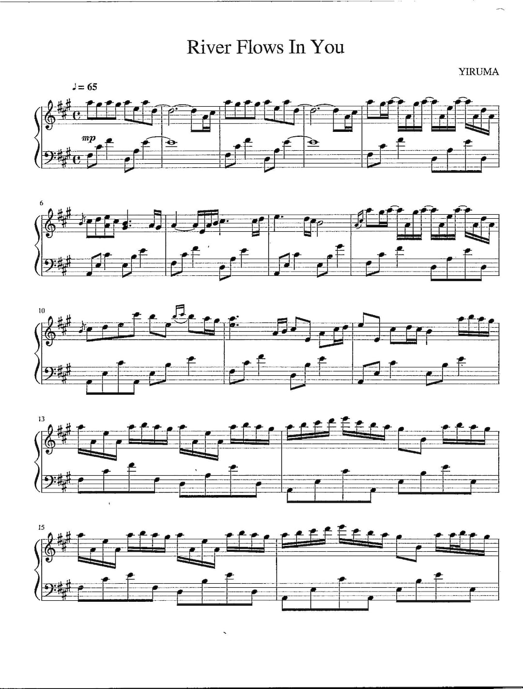 River Flows in You - Digital Piano Solo - Key of A - Intermediate Level ...