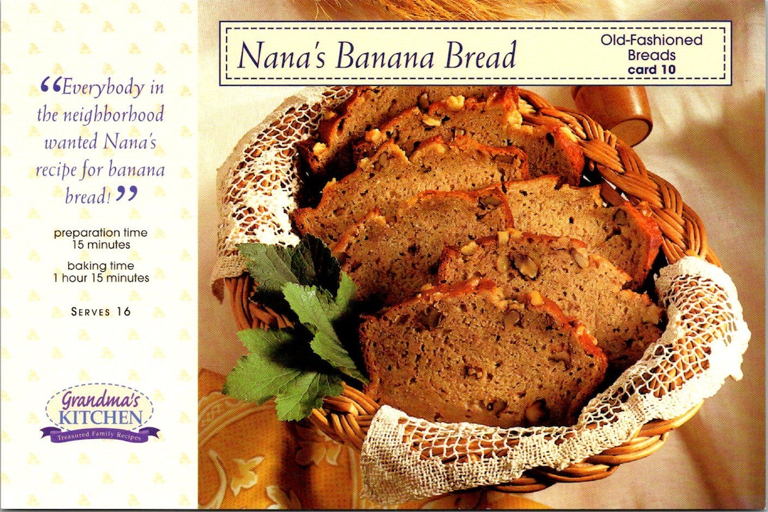Recipe Card - Nana's Banana Bread - Printable Download - Etsy
