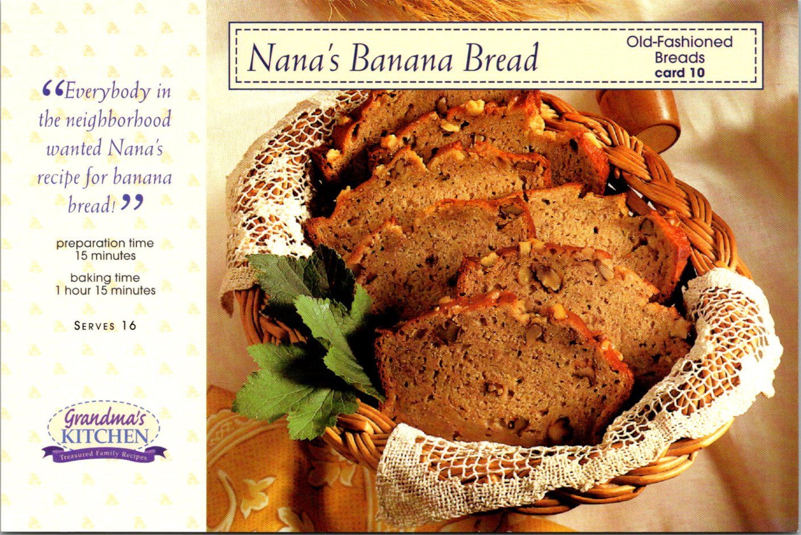Recipe Card - Nana's Banana Bread - Printable Download - Etsy