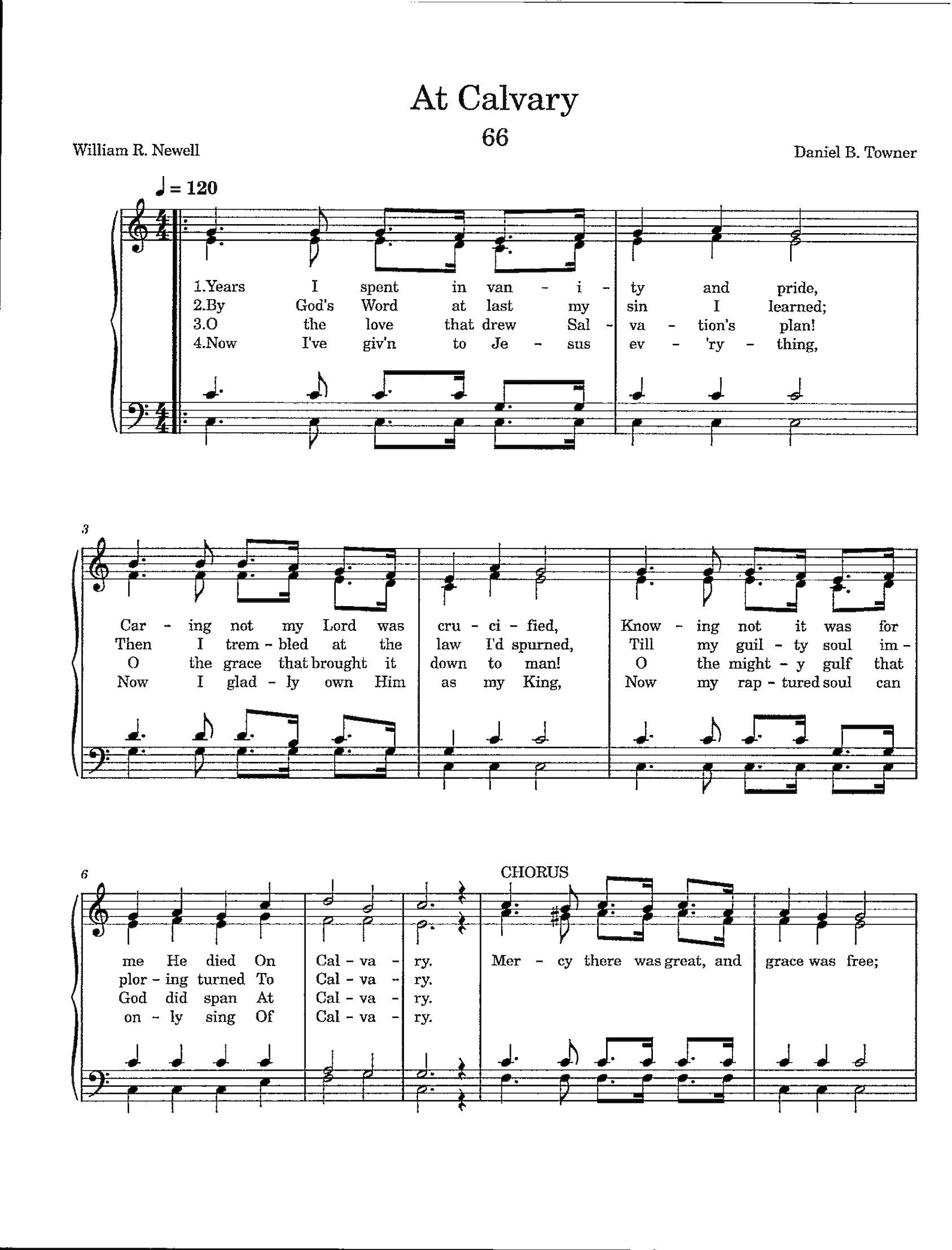 At Calvary - Digital Hymn Tune Sheet Music - Key of C - Etsy
