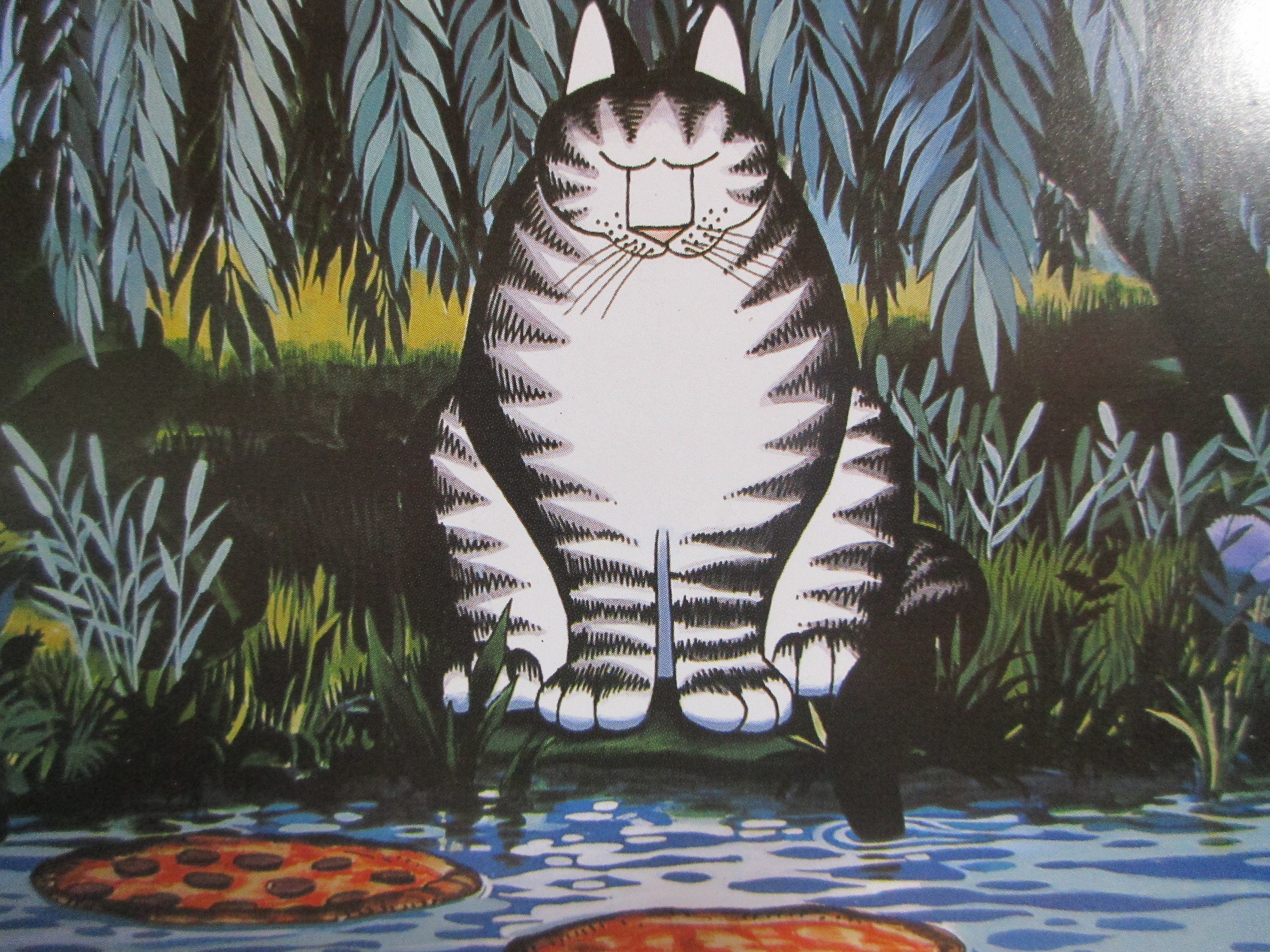 Kliban Cats Cartoon Art Postcard PIZZA LILIES 5" X 7" in White Mat #22 ...