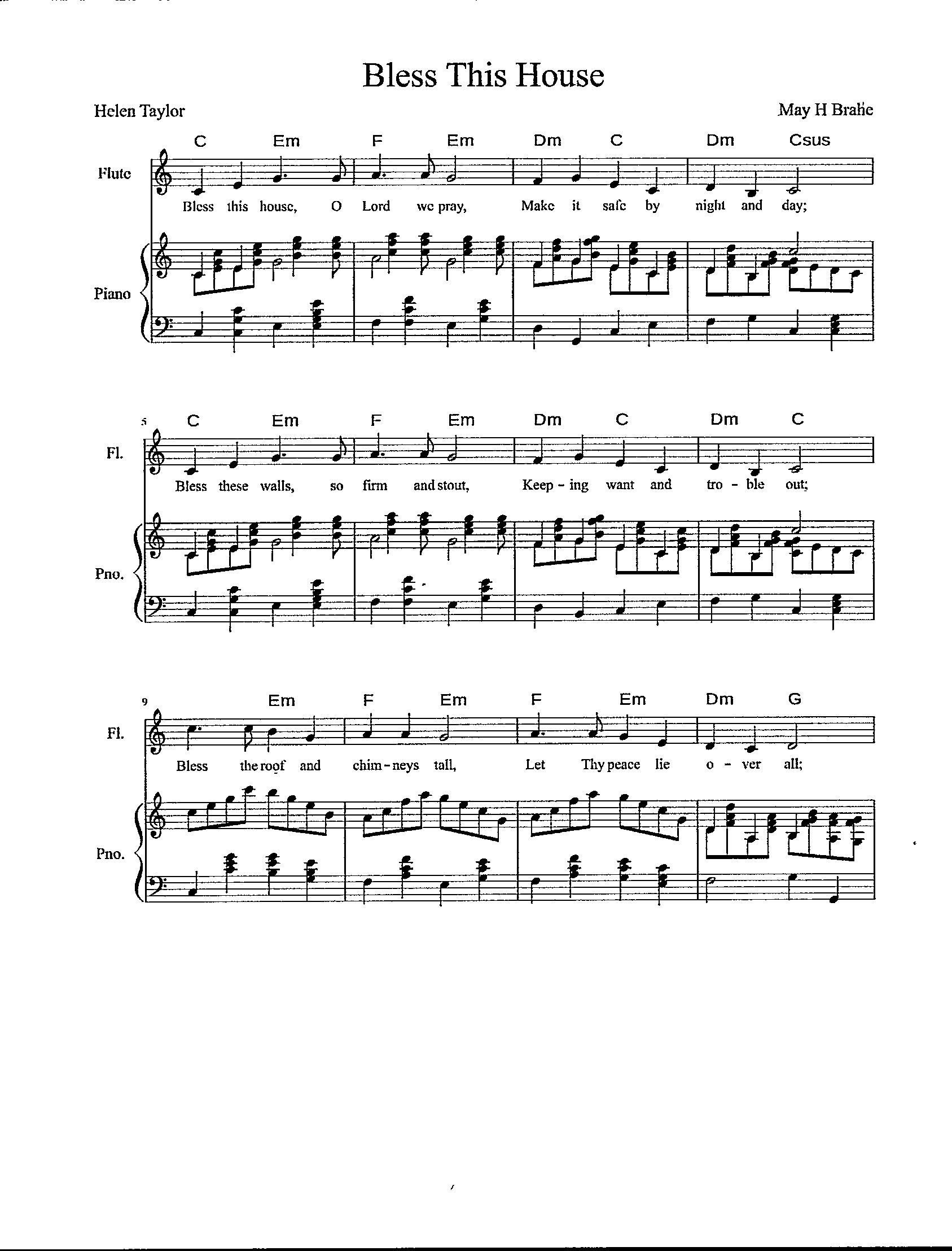 Bless This House - Digital Hymn Tune With Lyrics - Thanksgiving/christmas - Key of C - Etsy