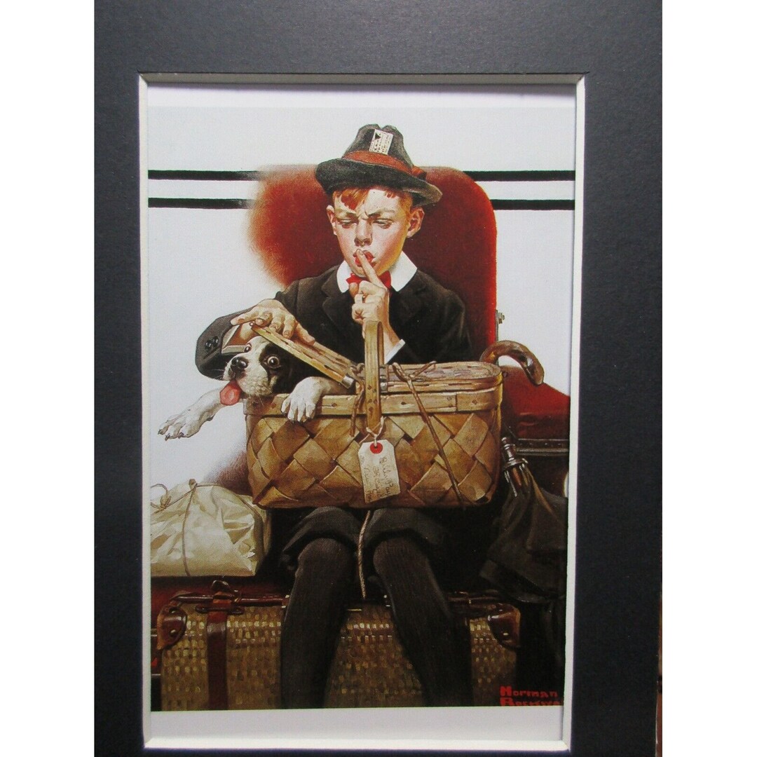 Norman Rockwell Postcard Black Mat 5" X 7" - the Stowaway 1920 - Etsy