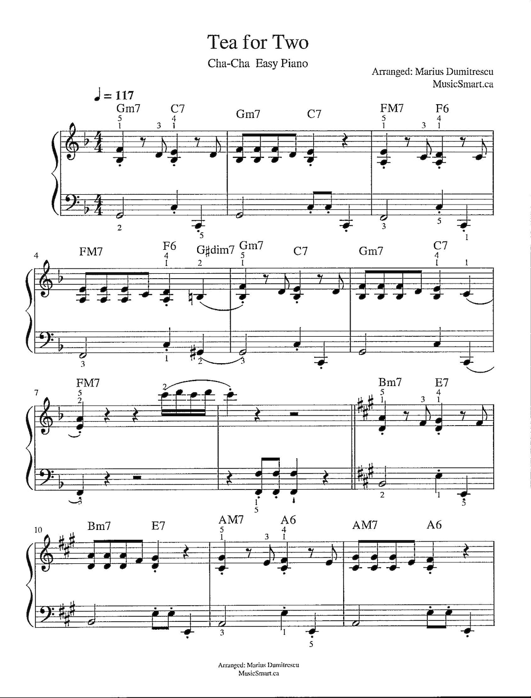 Tea for Two - Digital Easy Cha-cha Piano Solo - Etsy