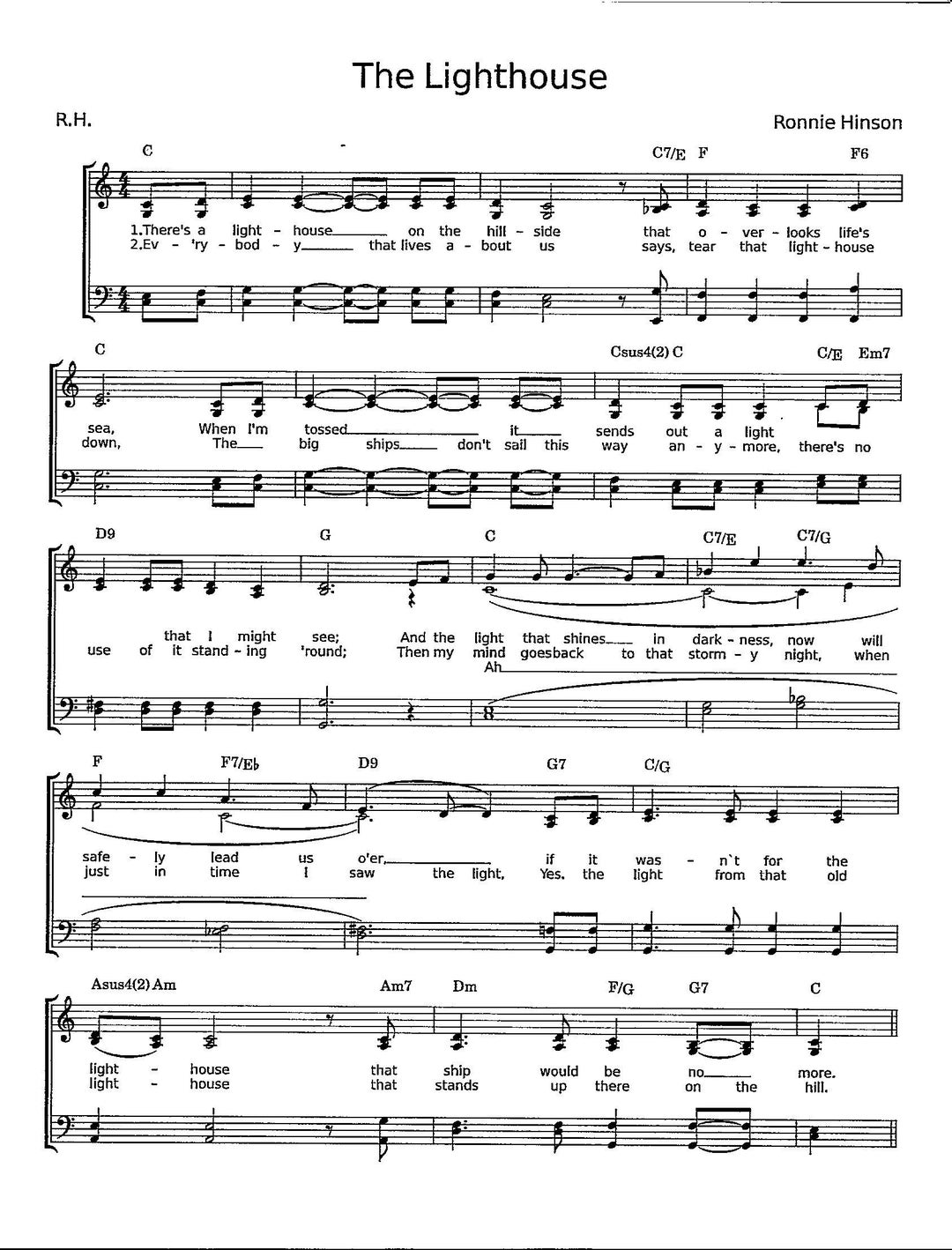 The Lighthouse - Printable Digital Download Hymn Tune - Key of C - Etsy