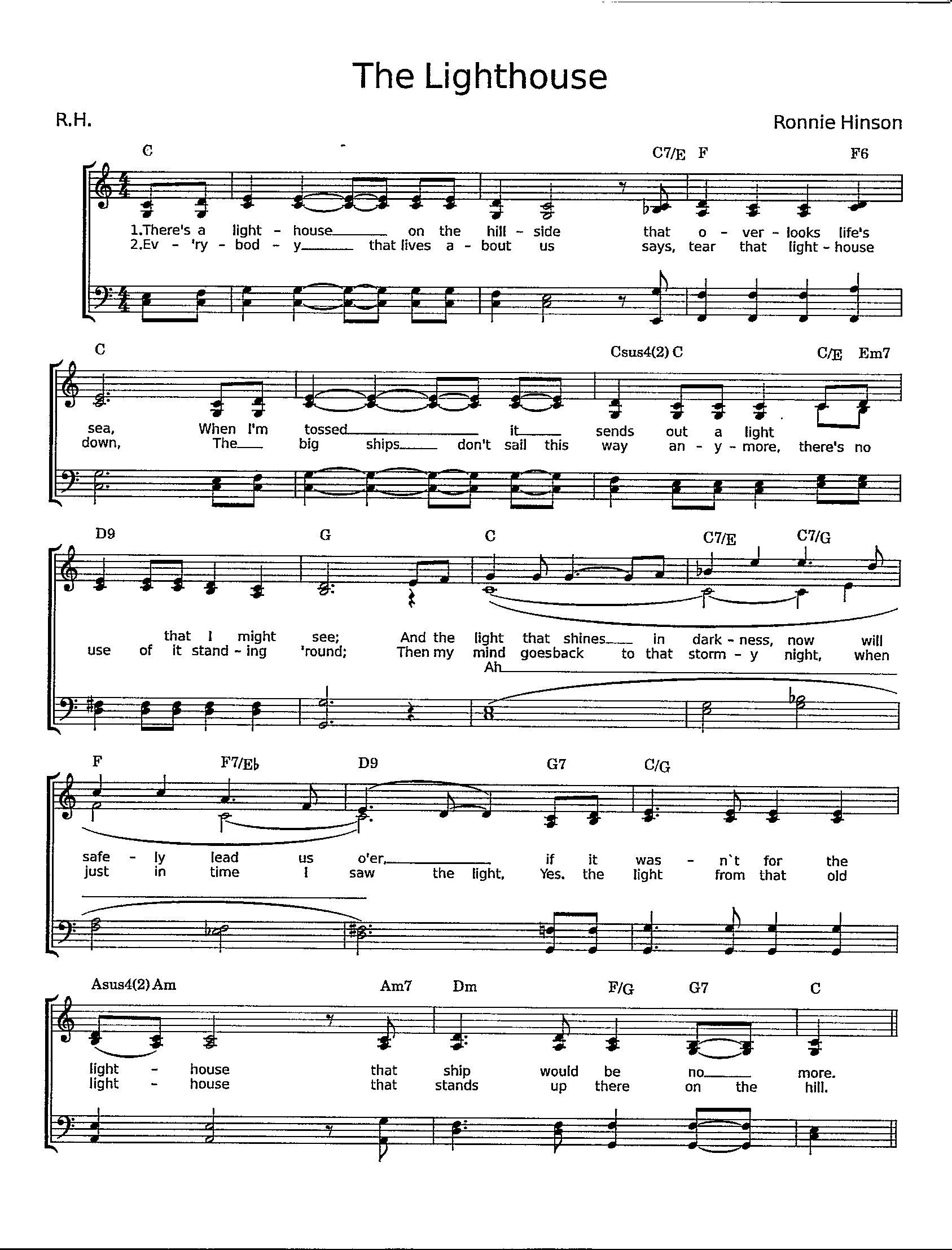 The Lighthouse - Printable Digital Download Hymn Tune - Key of C - Etsy