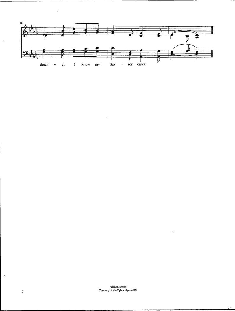 Does Jesus Care? - Digital Hymn Tune for Piano & Lyrics - Key of D Flat ...