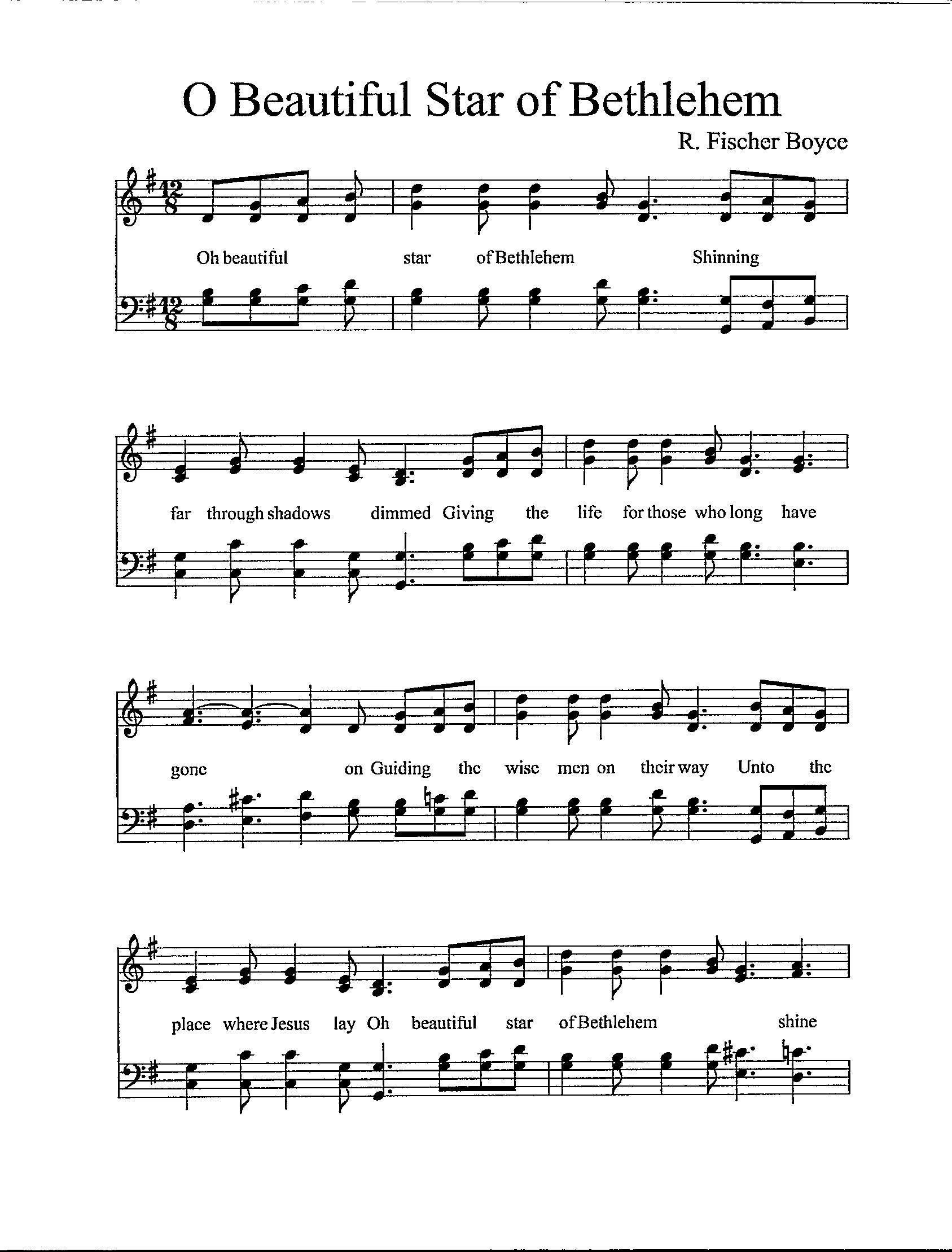 O Beautiful Star of Bethlehem - Digital Hymn Tune With Lyrics - Key of G - Etsy