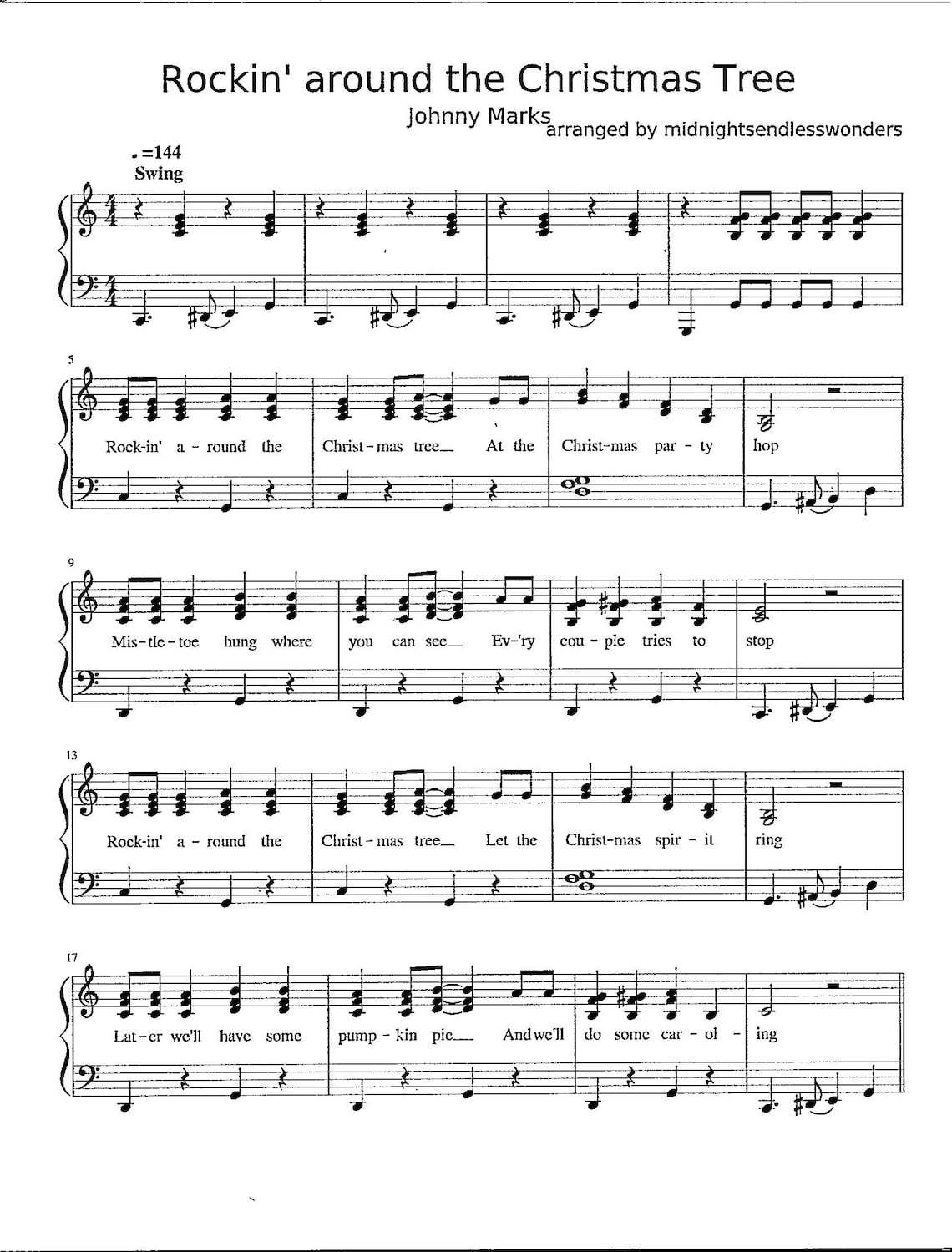 Rockin' Around the Christmas Tree - Digital Christmas Song for Piano ...