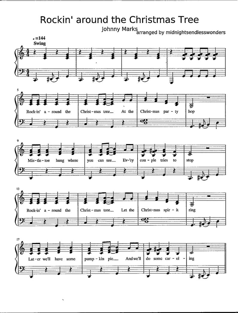 Rockin' Around the Christmas Tree - Digital Christmas Song for Piano ...