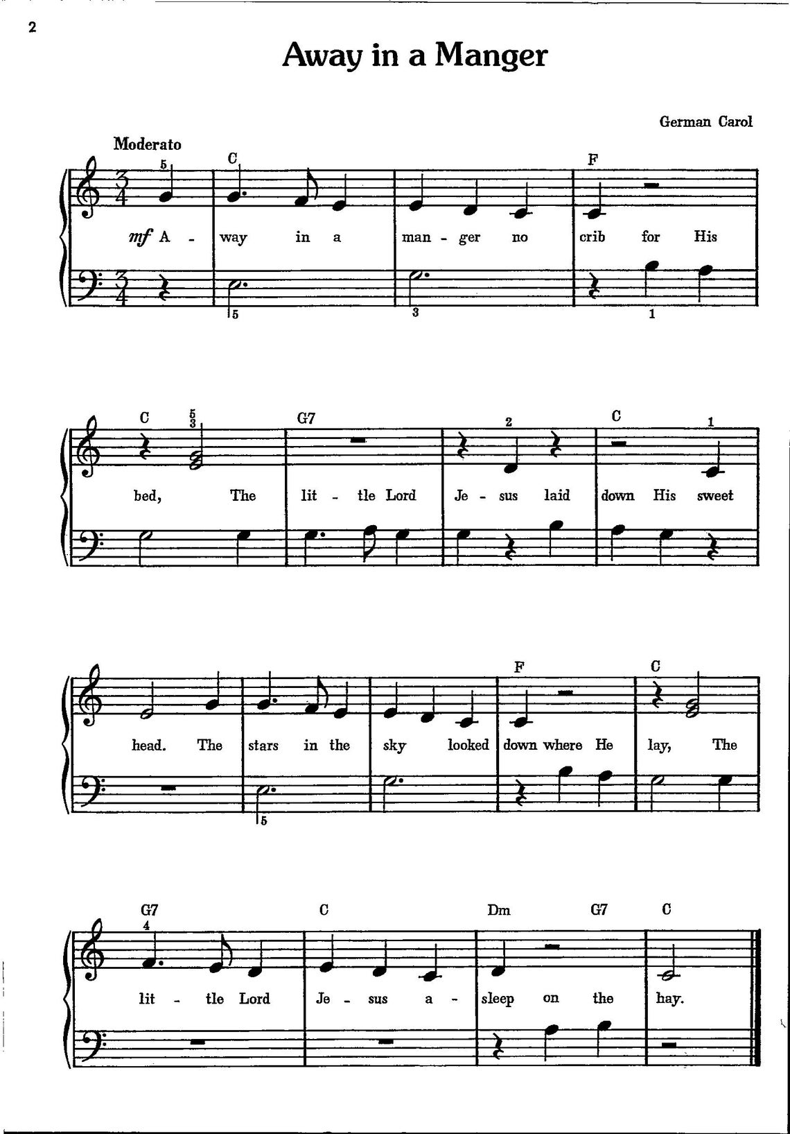 Away in a Manger - Digital Piano Keyboard Sheet Music - Beginner Level ...