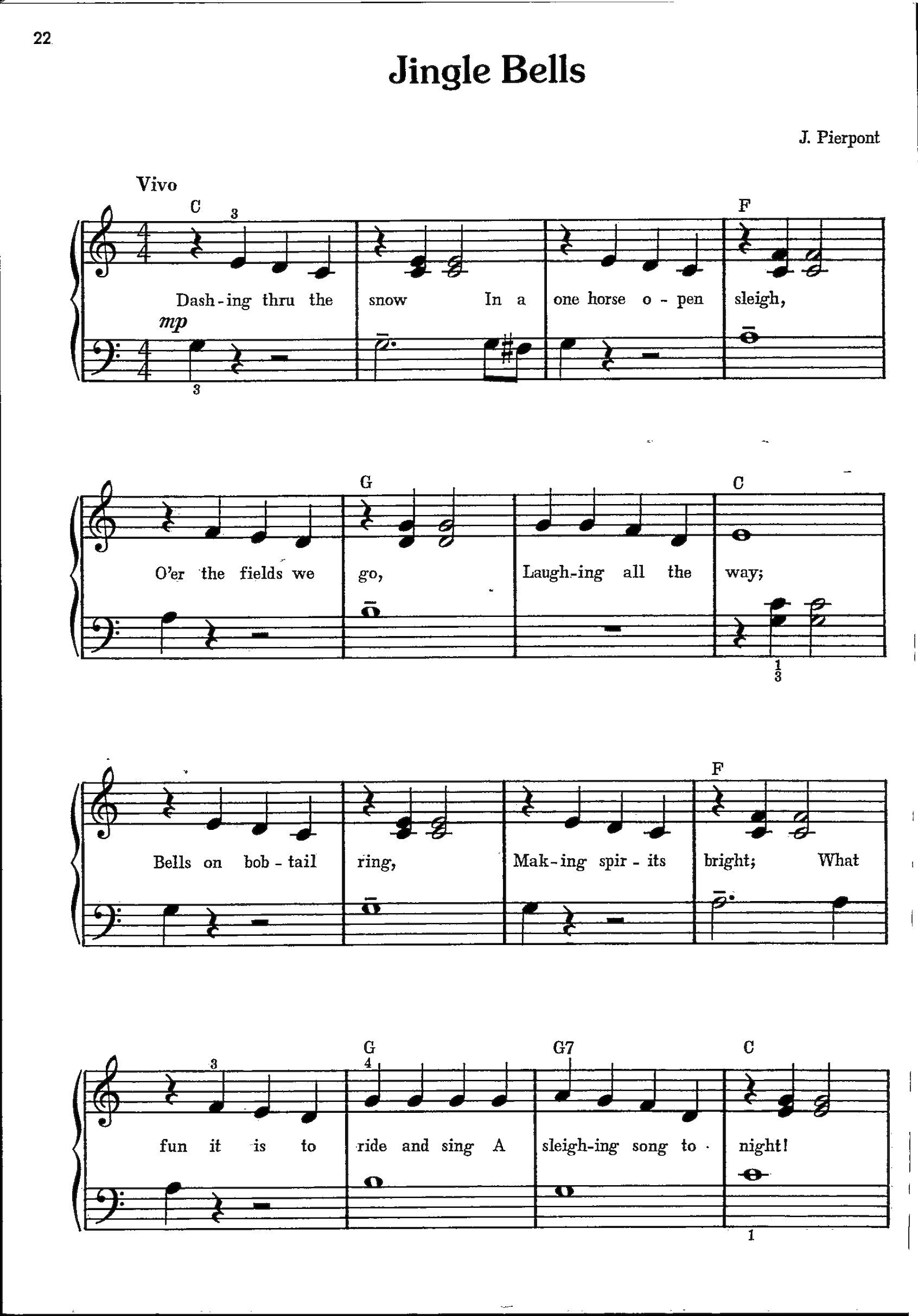 Jingle Bells - Digital Christmas Piano Keyboard Sheet Music - Beginner ...