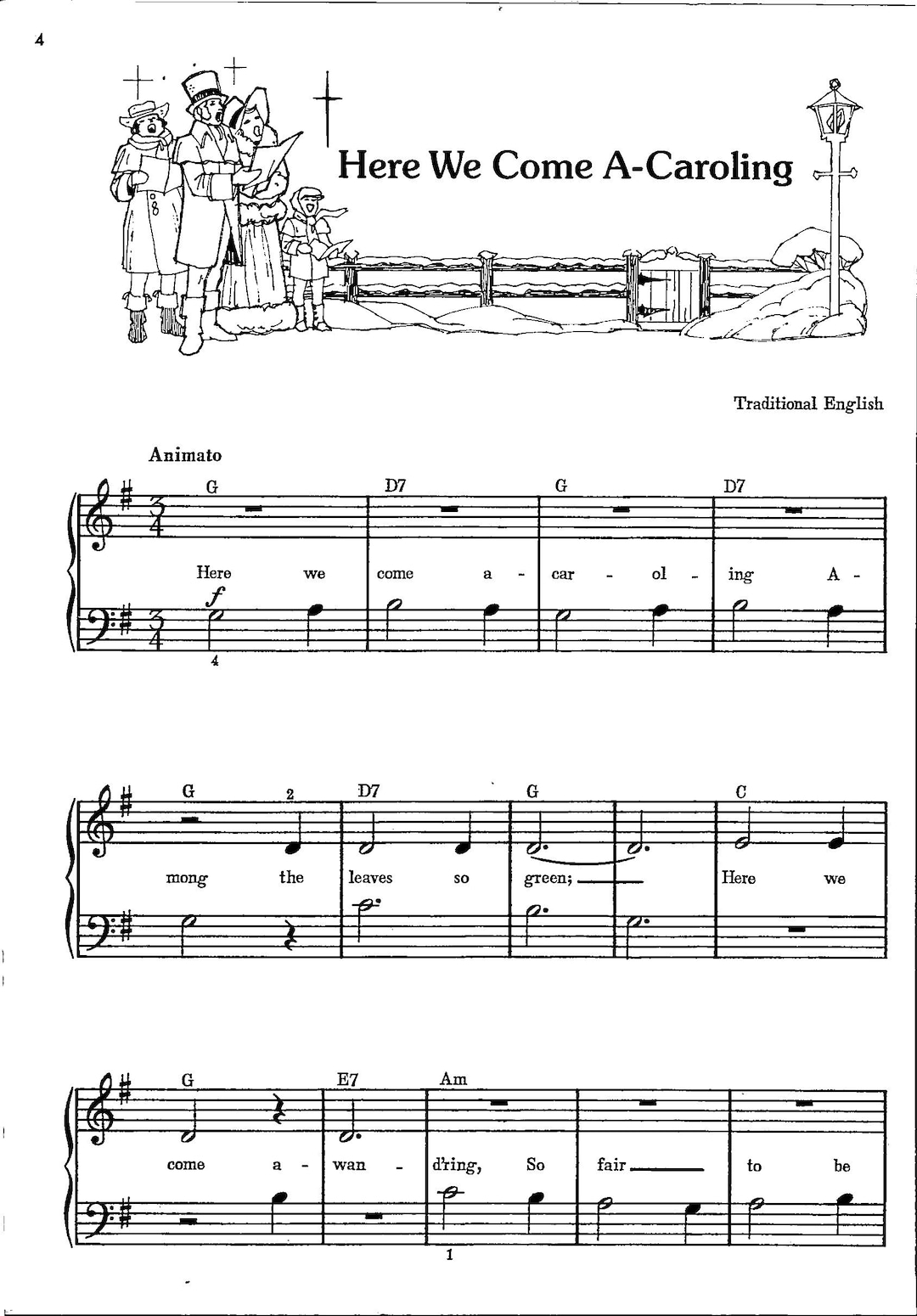 Here We Come A-caroling - Digital Piano Keyboard Sheet Music - Beginner ...