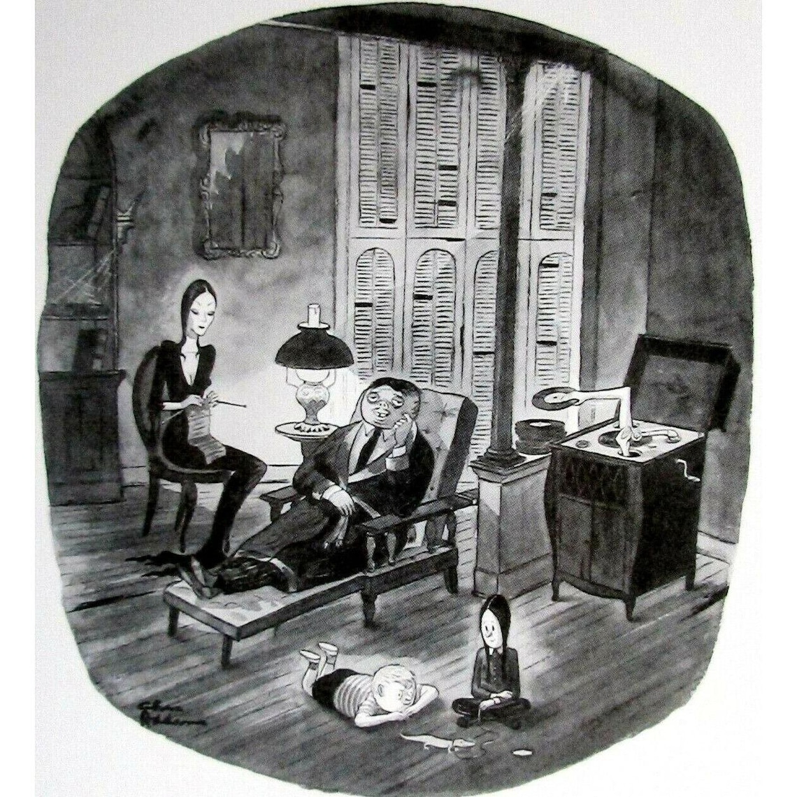 Chas Addams Card Art Print VICTROLA 1954 see Photos & Description - Etsy