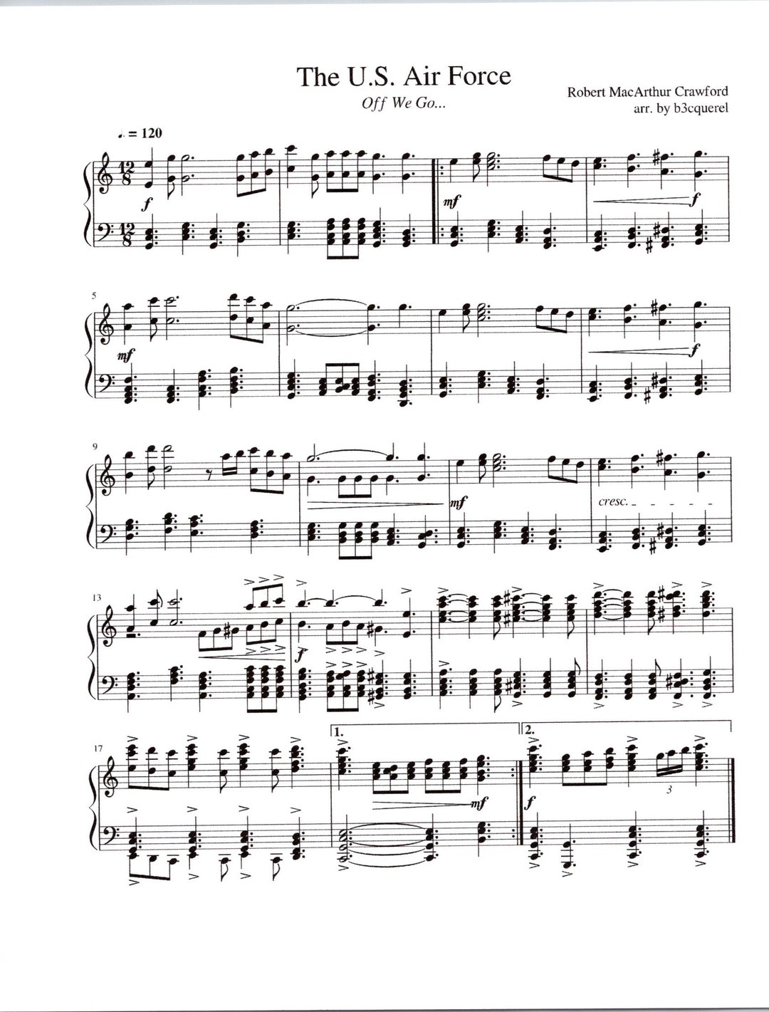 The U.S. Air Force (off We Go) Piano Solo - Digital Sheet Music ...