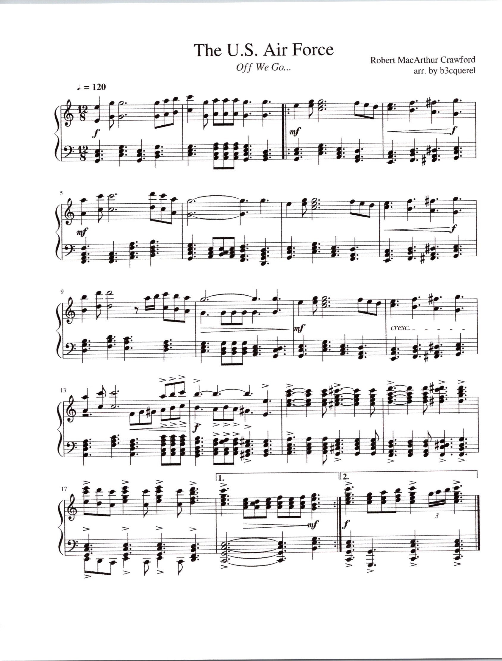 The U.S. Air Force (off We Go) Piano Solo - Digital Sheet Music ...