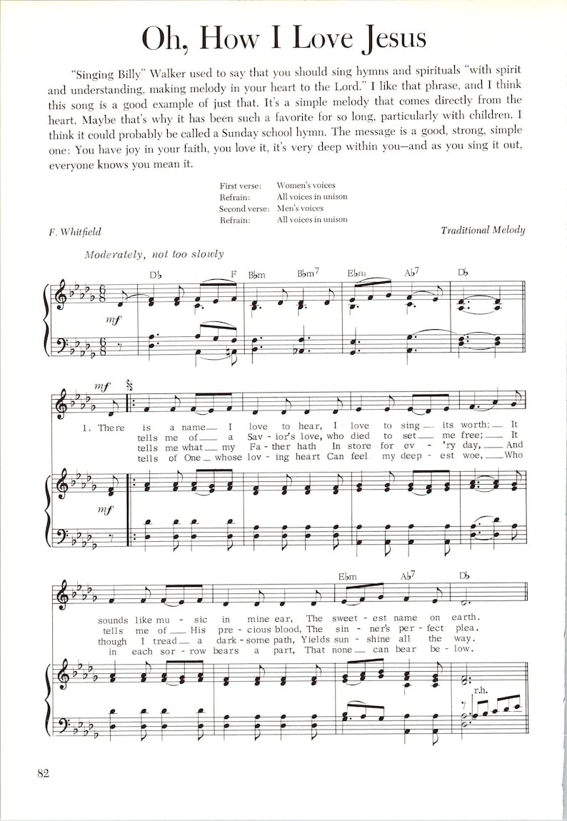 Oh, How I Love Jesus - Digital Hymn Tune Sheet Music - Key of F - Etsy