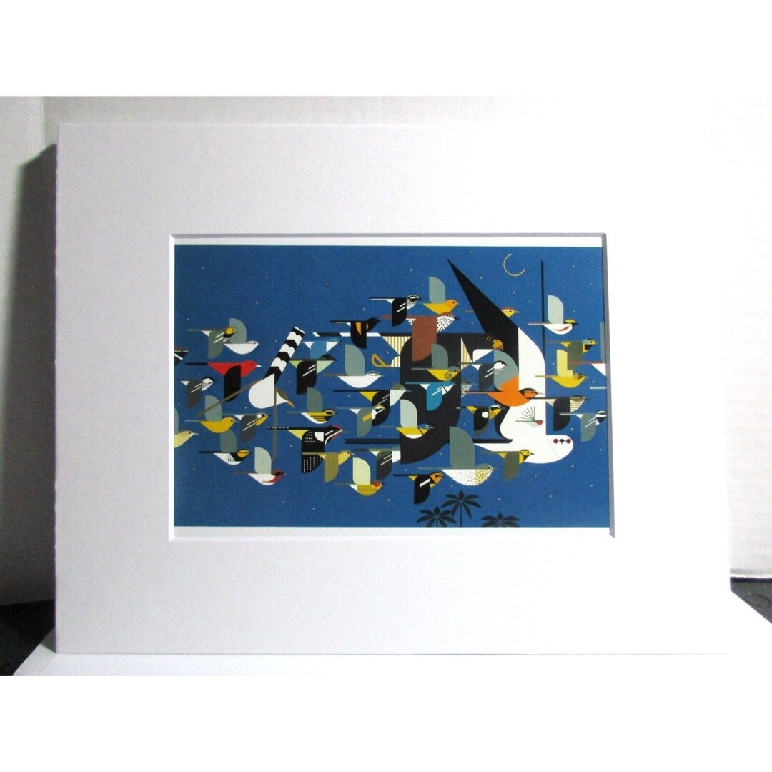 Charley Harper Mystery of the Missing Migrants White Matted Notecard 8 ...