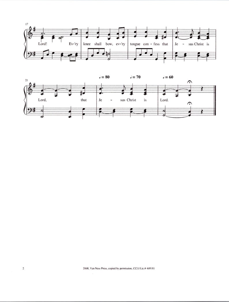 He is Lord - Digital Hymn Tune Piano & Vocal Arrangement - Key of F - Etsy