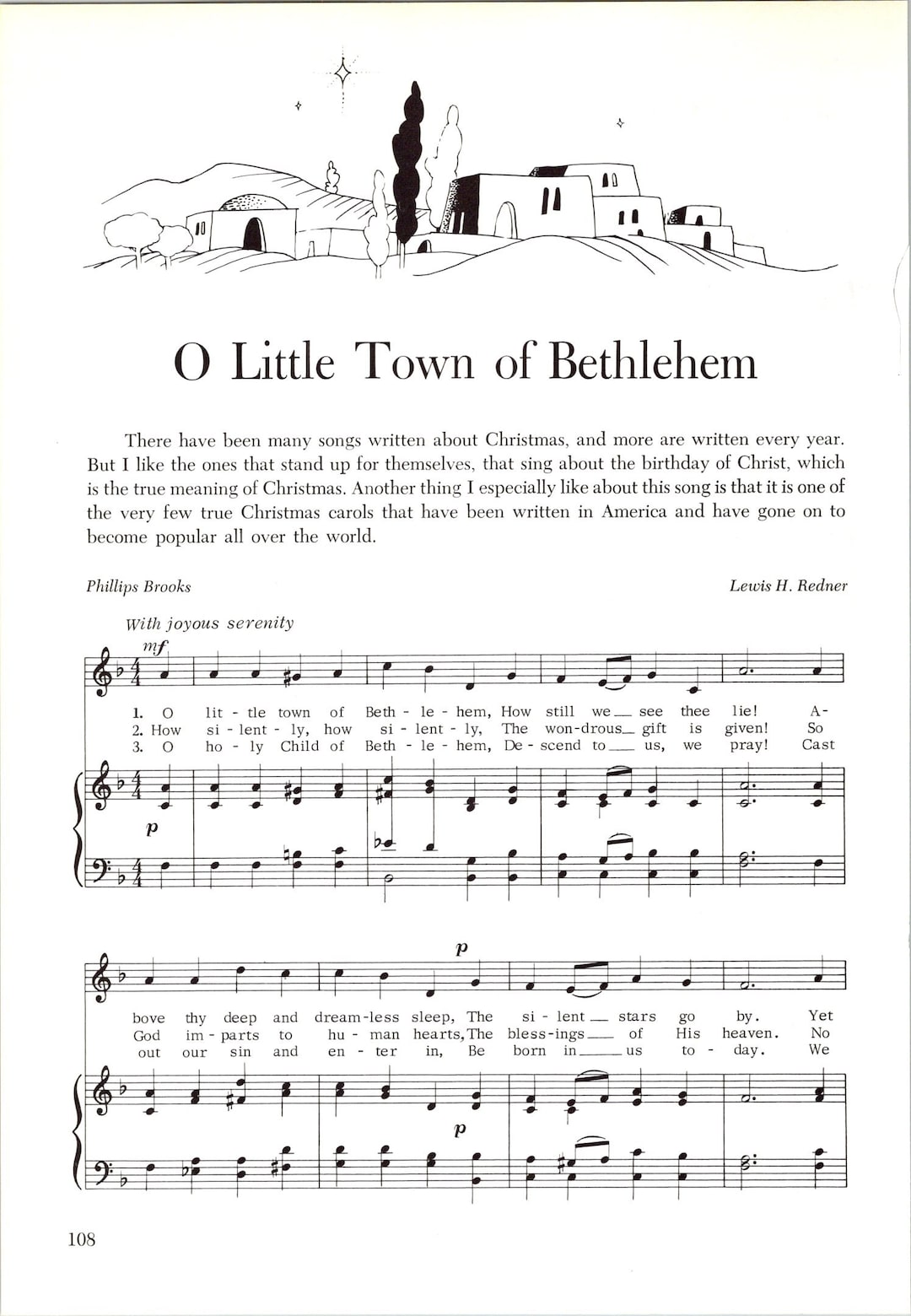 O Little Town of Bethlehem - Digital Christmas Hymn Tune - Key of F - Etsy