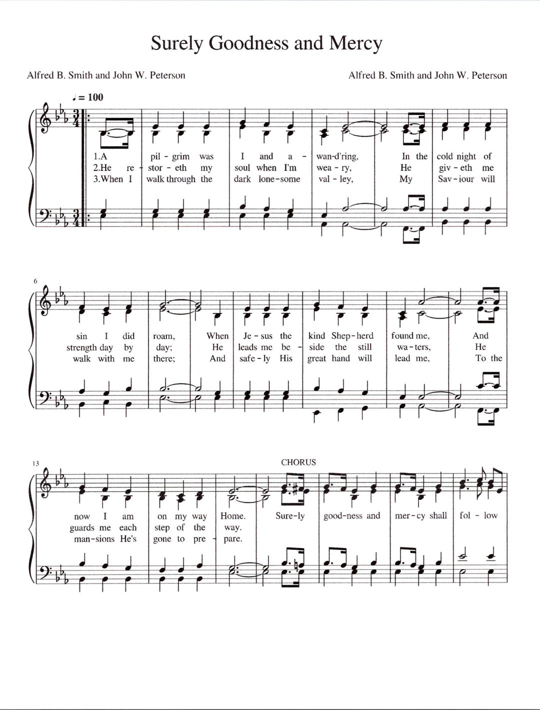 Surely Goodness and Mercy by Peterson Sheet Music - Digital Hymn Tune ...