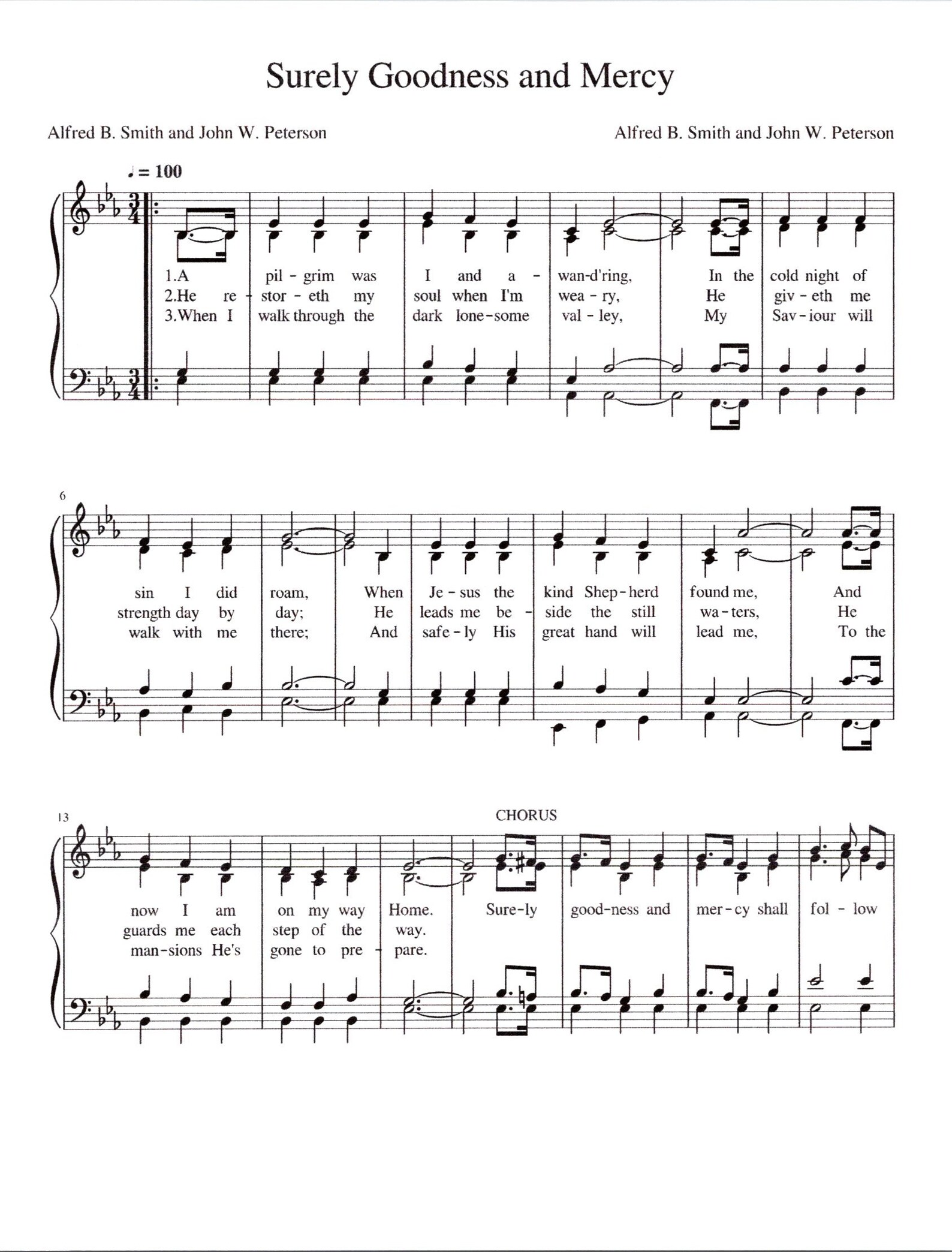 Surely Goodness and Mercy by Peterson Sheet Music - Digital Hymn Tune ...