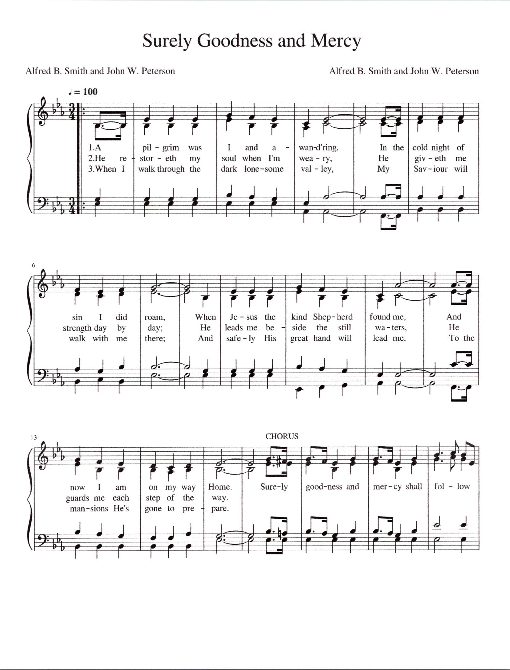 Surely Goodness and Mercy by Peterson Sheet Music - Digital Hymn Tune ...
