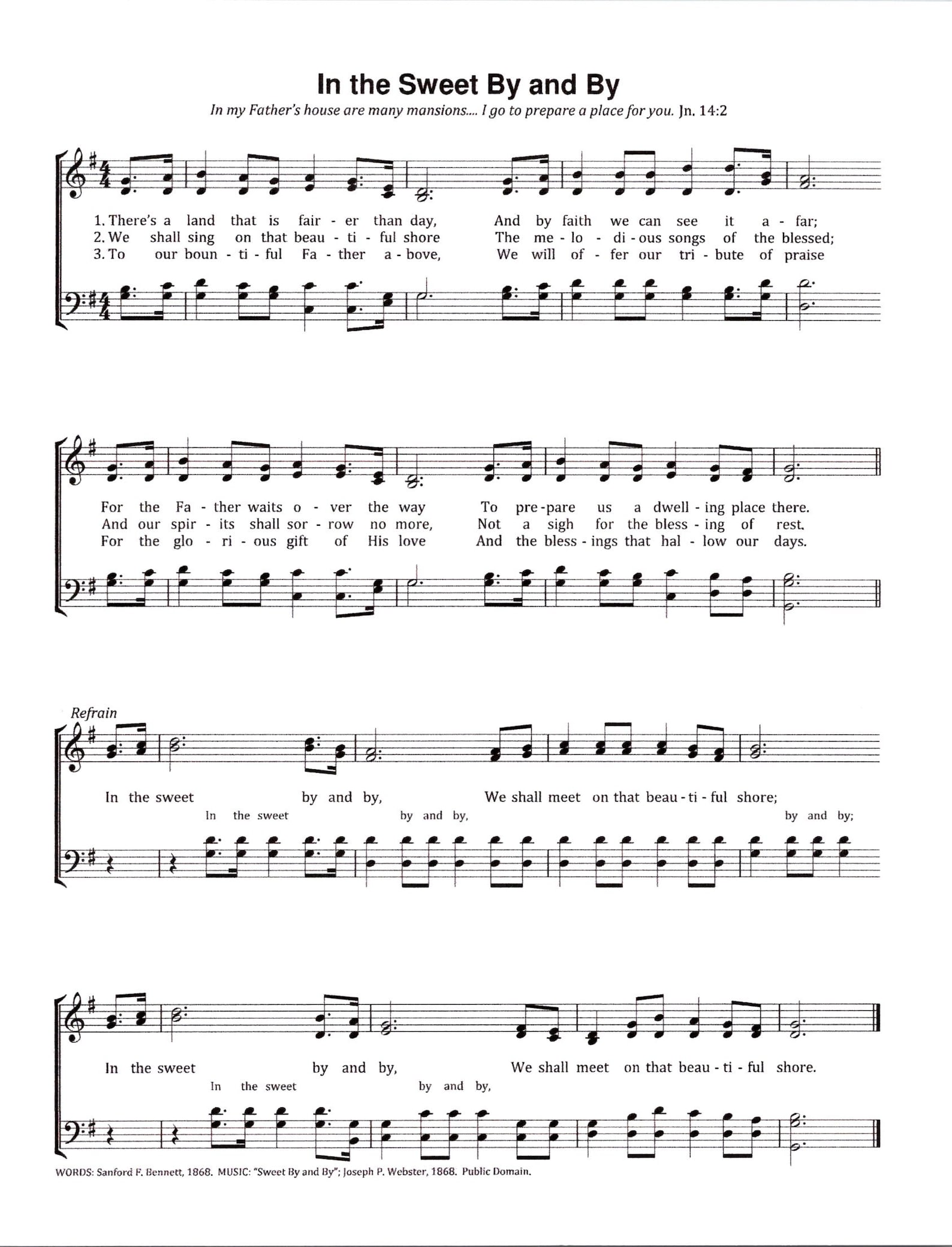 In the Sweet by and by - Digital Hymn Tune Piano and Lyrics - Key of G - Etsy