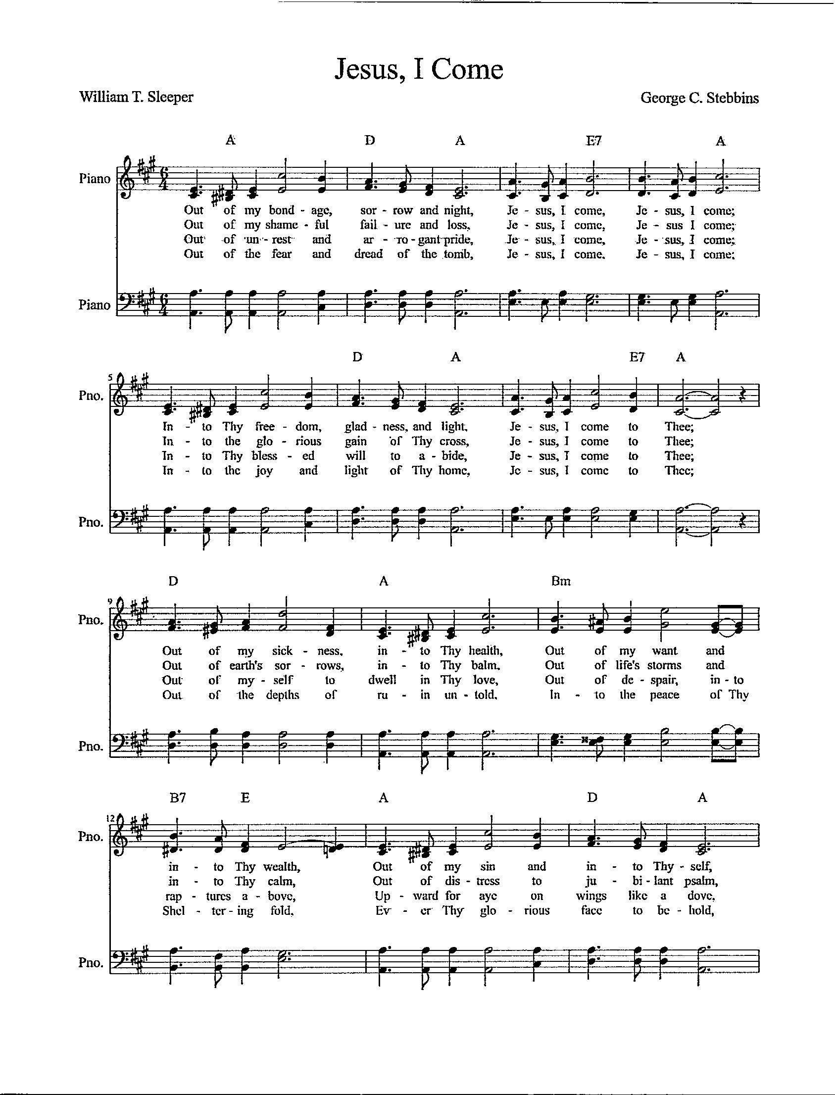 Jesus, I Come - Digital Printable Hymn Tune - Key of A - Etsy