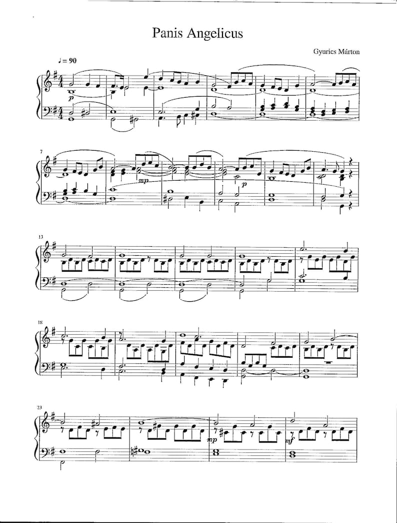 Panis Angelicus - Digital Download Piano Solo - Key of G - Intermediate ...