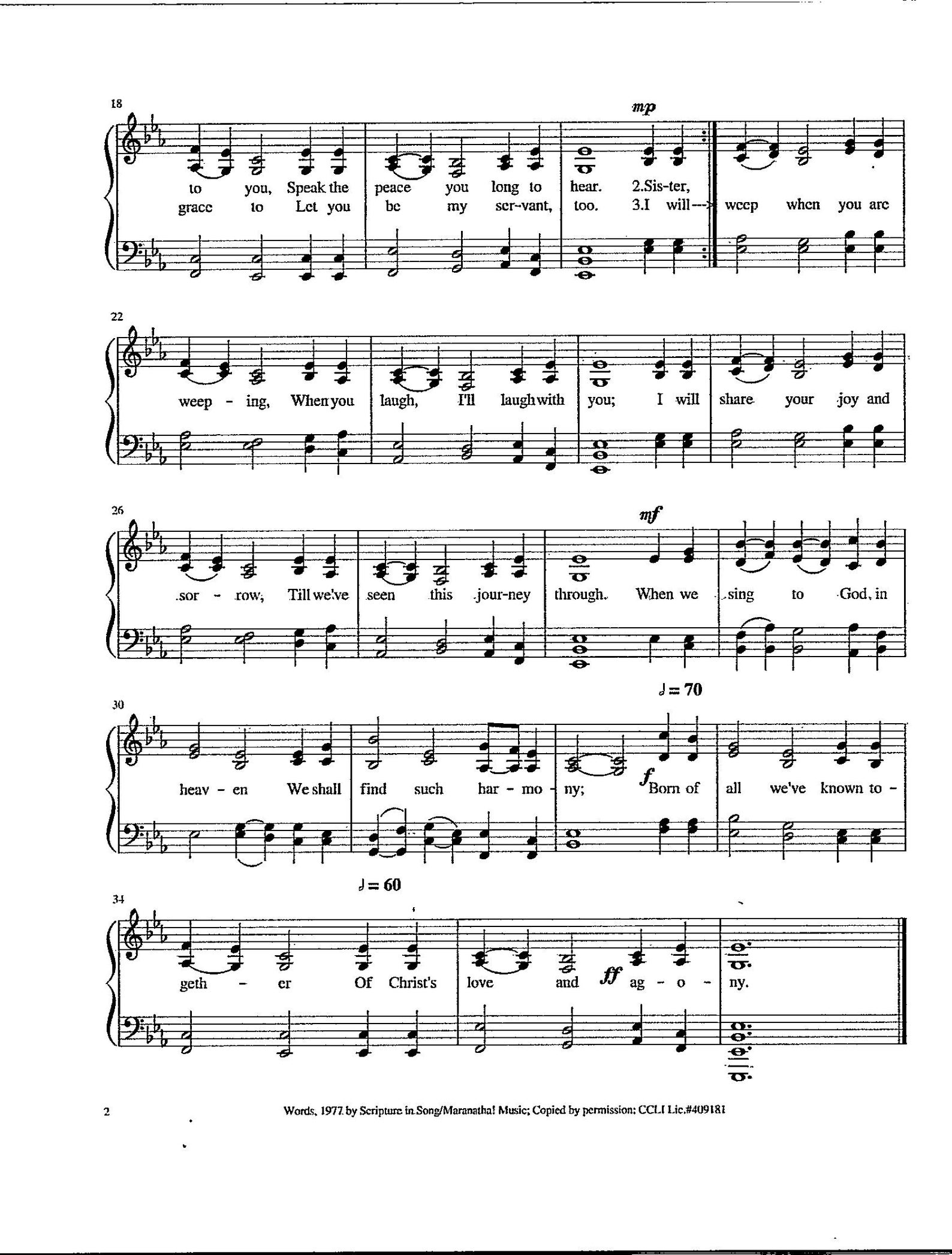 The Servant Song Hymn Tune - Digital Scripture in Song - Key of D - Etsy