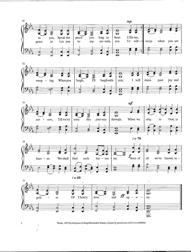 The Servant Song Hymn Tune - Digital Scripture in Song - Key of D - Etsy