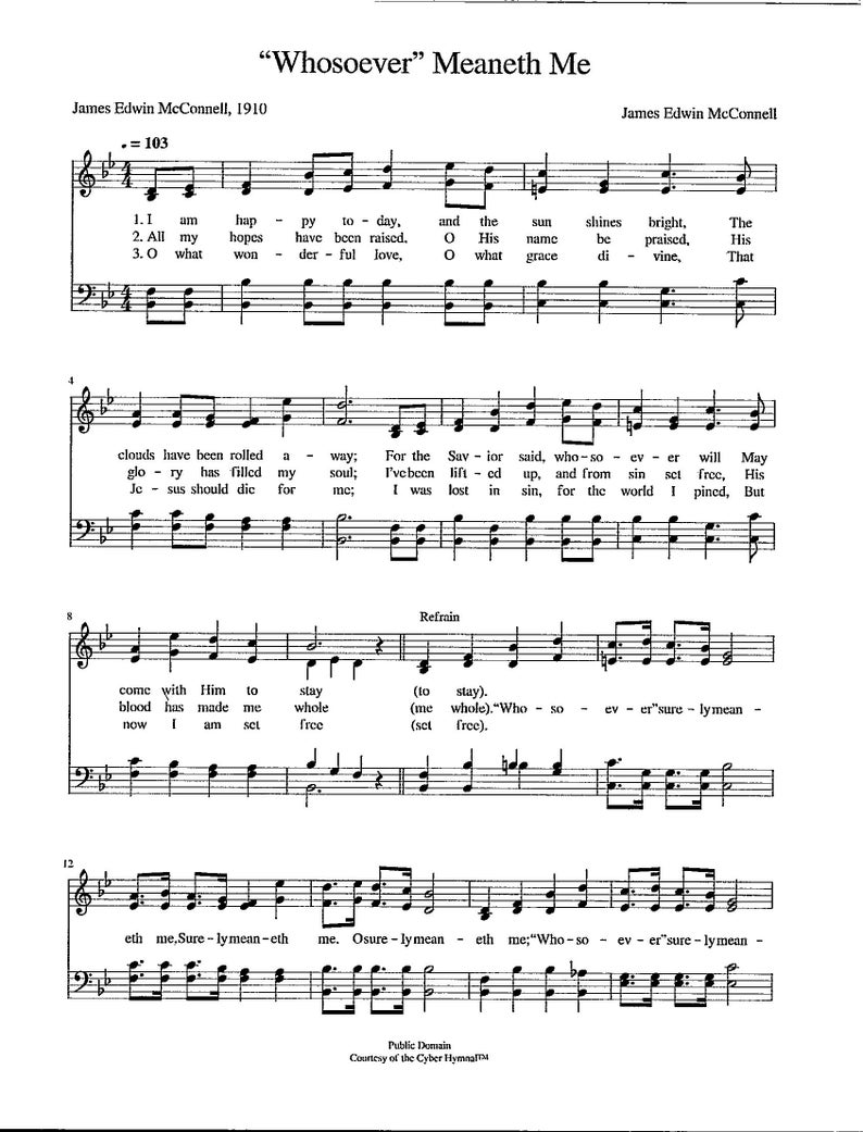 Whosoever Meaneth Me - Digital Download Hymn Tune for Piano Organ ...