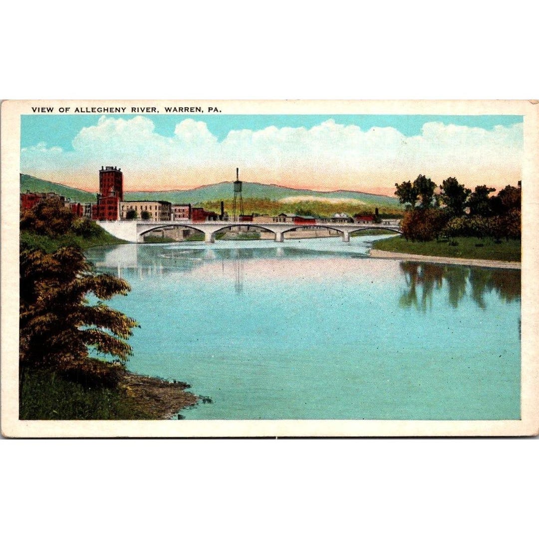 Postcard - View of Allegheny River, Warren, PA #593 - Etsy