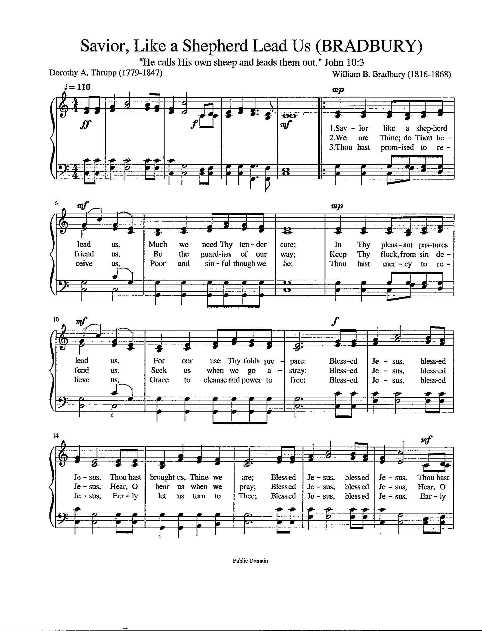 Savior, Like a Shepherd Lead Us - Digital Download Hymn Tune Sheet ...