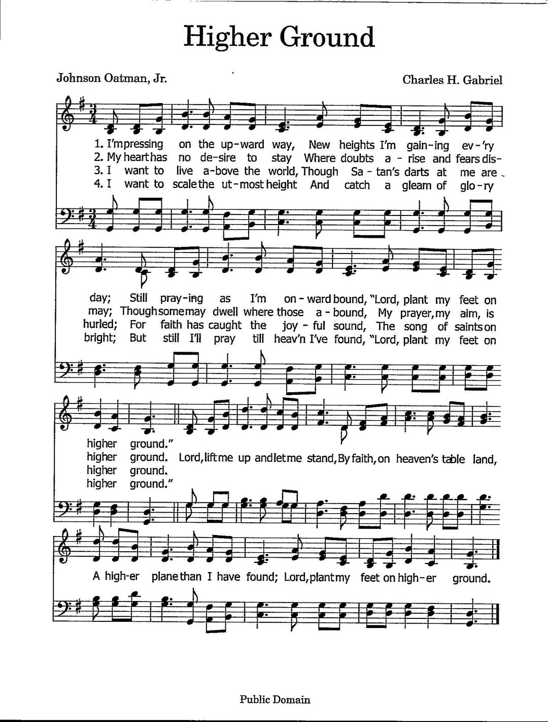 Higher Ground - Digital Printable Hymn Tune With Lyrics - Key of G - Etsy